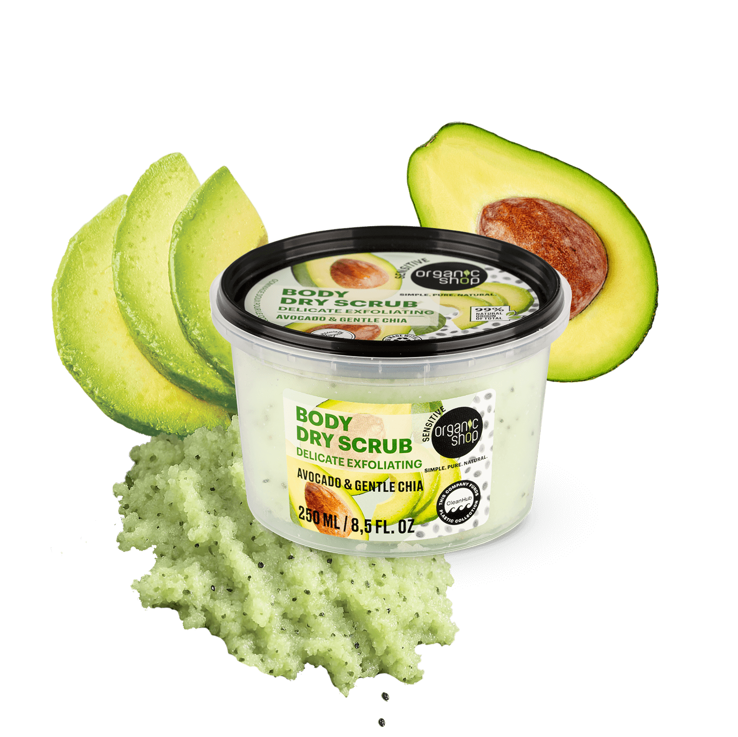 Body Dry Scrub Delicate Exfoliating Avocado & Gentle Chia – Organic Shop